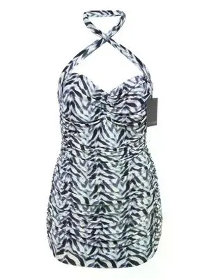 Norma Kamali Zebra-motif Swimsuit - Blue