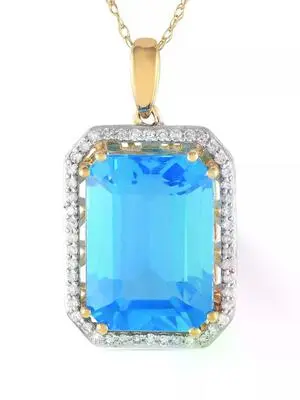 LB EXCLUSIVE 14kt Yellow Diamond, And Blue Topaz Pendant Necklace - Gold