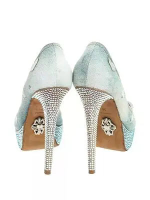 Philipp Plein 145mm Denim Crystal Pumps