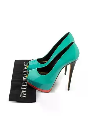 GIUSEPPE ZANOTTI Patent Leather Peep-toe Platform Stiletto Pumps - Green