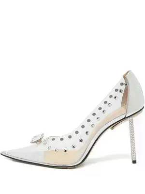 Mach & Mach 100mm Diamond Dreams Crystal Pumps - White