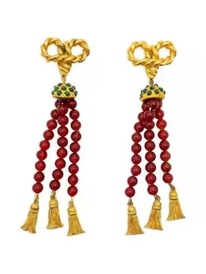 JENNIFER GIBSON JEWELLERY 1980s Carnelian Tassel Earrings - Gold