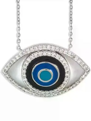 LB EXCLUSIVE 14k Gold Diamond Evil Eye Pendant Necklace - White