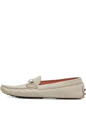 TOD'S Vintage Embossed Leather Loafers - Grey