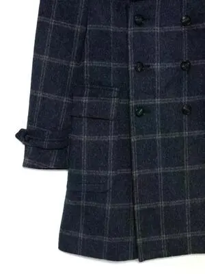 A.N.G.E.L.O. VINTAGE CULT 1970s Checked Double-breasted Coat - Blue