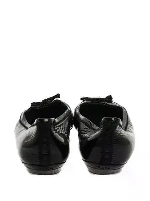 Prada Bow-detail Patent-leather Ballet Flats - Black