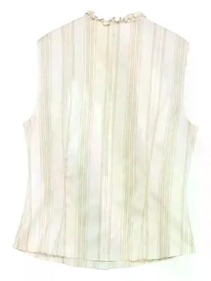 Miu Miu 2000s Striped Ruffle-neck Top