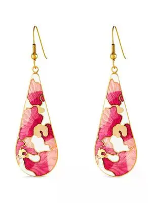 SUSAN CAPLAN 1980s Floral-pattern Drop Earrings - Gold