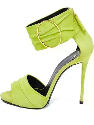 GIUSEPPE ZANOTTI 120mm Ruched Sandals - Green
