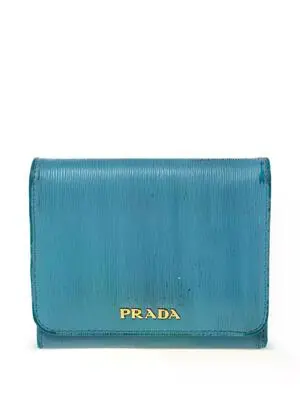 Prada Appliqué-logo Wallet - Blue