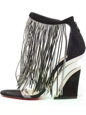 CHRISTIAN LOUBOUTIN 110mm Fringed Sandals - Black