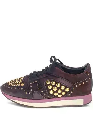Burberry Stud-embellished Suede Sneakers - Red