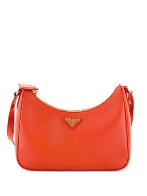 Prada Adjustable Handle Zip Saffiano Leather Mini Hobo Bag