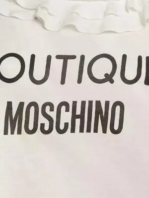 Moschino Ruffle-neck Logo-print T-shirt - White