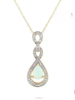 LB EXCLUSIVE 14k Yellow Opal And Diamond Necklace - Gold