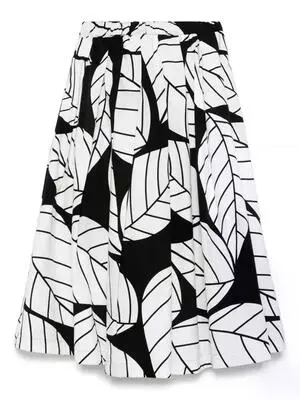 Comme Des Garçons Leaf-print Midi Skirt