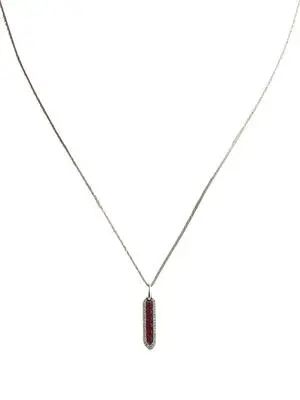 LB EXCLUSIVE 14k White Gold Diamond And Ruby Necklace - Silver