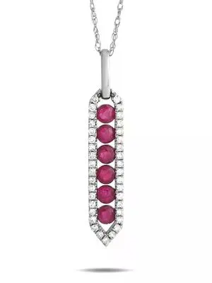 LB EXCLUSIVE 14k White Gold Diamond And Ruby Necklace - Silver