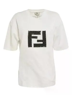 Fendi Sequin-embellished Logo T-shirt - White