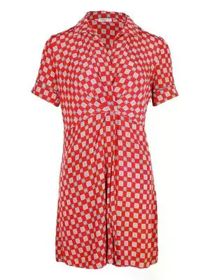 Sandro Square-print Front-knot Mini Dress