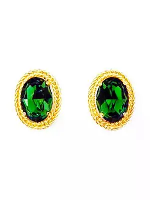 Dior 1968 Emerald Crystal Clip-on Earrings - Gold