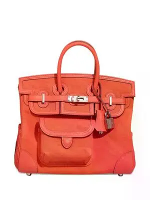 Hermès Birkin 25 Cargo Toile Goeland-veau Swift Palladium-hardware Tote Bag - Orange