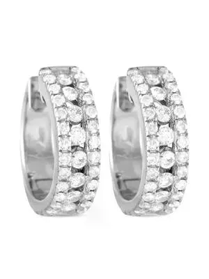LB EXCLUSIVE 14kt White Gold 1ct Diamond Hoop Earrings - Silver