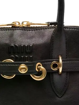 Miu Miu Aventure Leather Tote Bag - Black