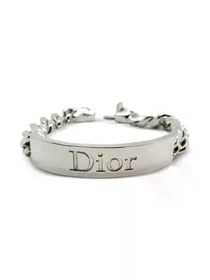 Dior 2000s Chunky-logo Id Bracelet - Silver