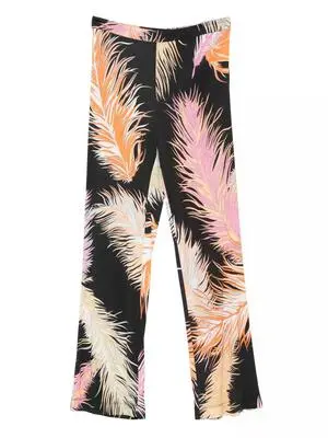 Emilio Pucci 2000s Feather-print Trousers - Black