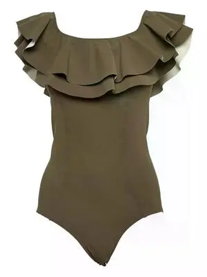 Lisa Marie Fernandez Ruffled-panel Swimsuit - Green