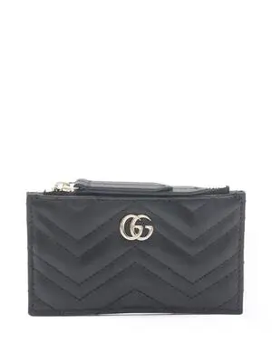 Gucci 20's Chevron-quilted Double-g Coin Purse - Black