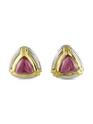HSTERN 18k Yellow Gold Tourmaline Triangular Earrings