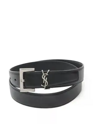 Saint Laurent Pre-owned 2021 Cassandre Leather Belt - Black