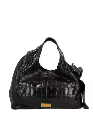 Valentino Garavani Crocodile-embossed Shoulder Bag - Black
