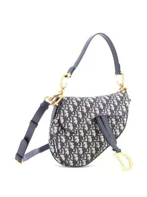 Dior Saddle Handbag With Strap Oblique Canvas Medium Shoulder Bag - Blue