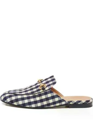 Gucci Gingham Horsebit Mules - Black