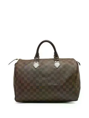 LOUIS VUITTON Damier Ebène Speedy 35 Tote Bag - Brown