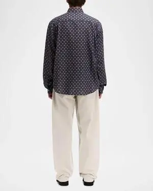 VOWELS Apos;s Floral Dobby Shirt - Blue