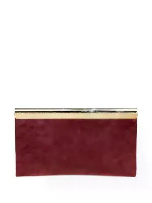 JIMMY CHOO Leather Metal-flap Clutch Bag - Red