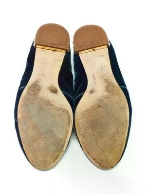 Miu Miu Embroidered Velvet Loafers - Blue