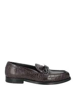 MICH SIMON Charcoal Leather Crocodile-print Loafers