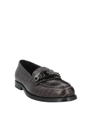 MICH SIMON Charcoal Leather Crocodile-print Loafers