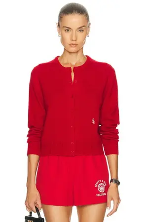 SPORTY & RICH Cashmere Cardigan - Ruby
