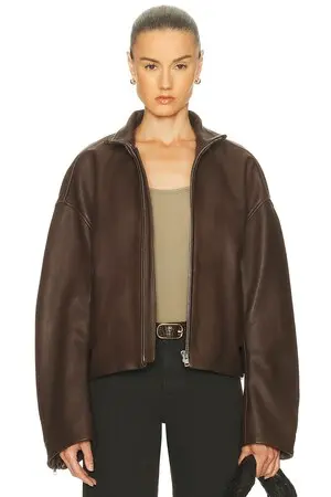 GRLFRND Romy Leather Jacket - Chocolate Brown