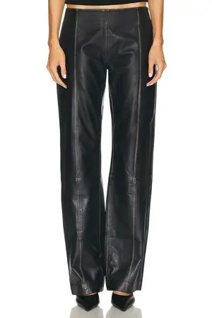 ST. AGNI Brushed Leather Pant - Black