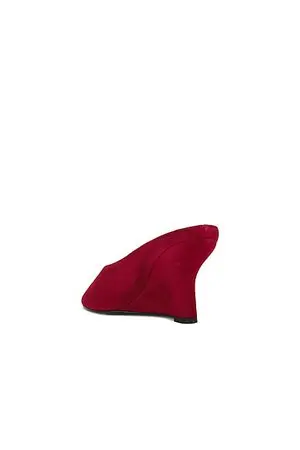 TOTEME Peep Toe Velvet Wedge - Red