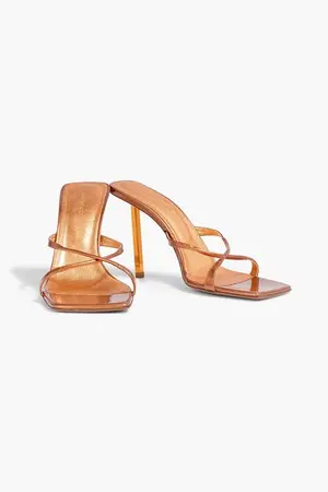 Amina Muaddi Adriana 95 Mirrored-leather Mules