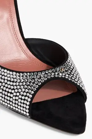 Amina Muaddi Caroline 95 Crystal-embellished Suede Mules