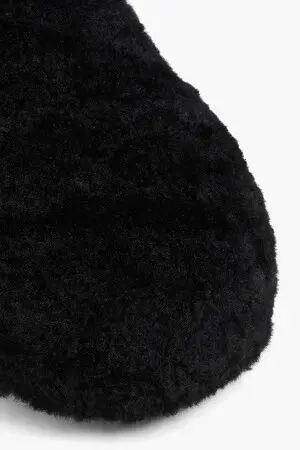 Amina Muaddi Giuly Shearling Slippers - Black